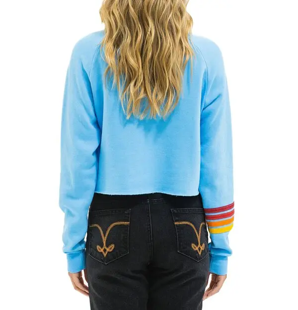 Aviator Nation Phillies Rugby Stitch Graphic Cropped Crewneck Sweatshirt