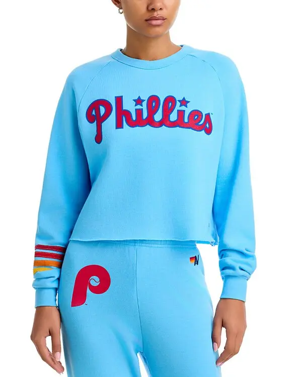 Aviator Nation Rugby Stitch Graphic Cropped Crewneck Sweatshirt