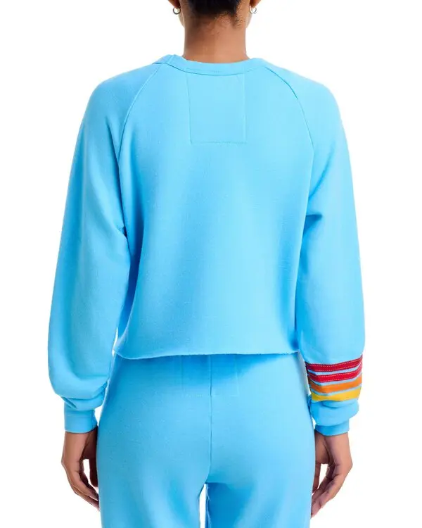Aviator Nation Rugby Stitch Graphic Cropped Crewneck Sweatshirt