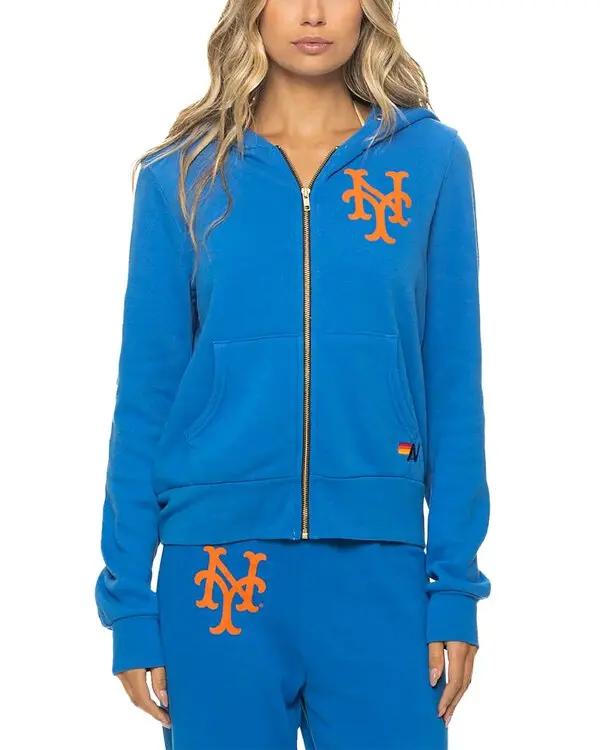 Aviator Nation Ny Mets Graphic Zip Front Hoodie - Ocean