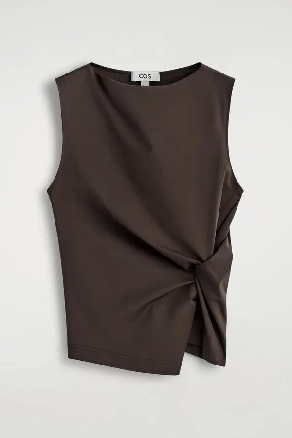Cos Twist-detail Jersey Top - Brown