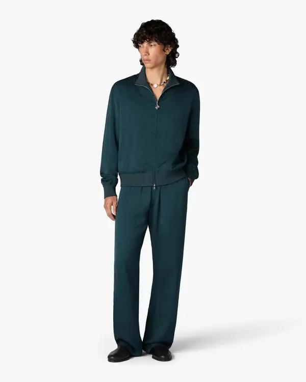 Casablanca Dark Teal Monogram Zip-up Track Jacket
