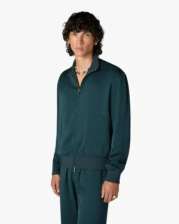 Casablanca Dark Teal Monogram Zip-up Track Jacket