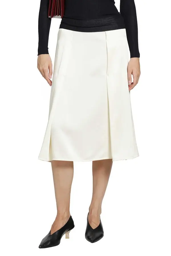 JIL SANDER Envers Satin Pleated Skirt - Off-white