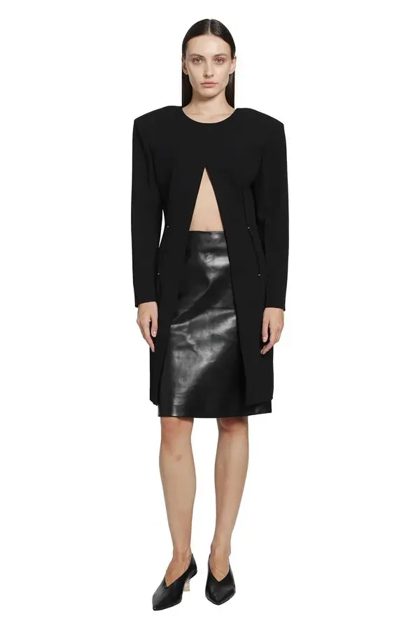 JIL SANDER Wool Sablé Top - Black