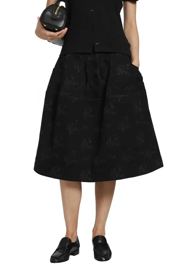 Simone Rocha Denim Utility Hip Bustle Skirt - Black