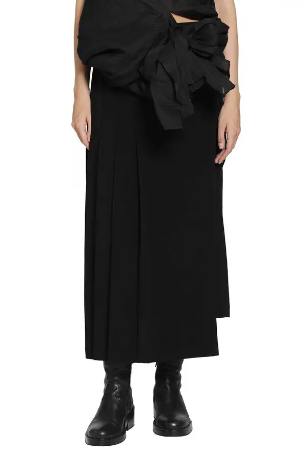 Yohji Yamamoto Pleated Wrap Skirt In Crepe De Chine