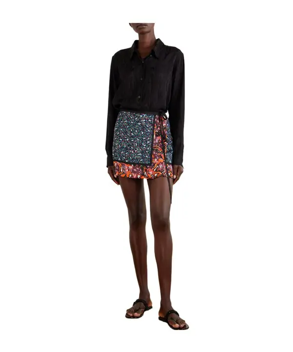 Dries Van Noten Wrap Mini Skirt With Spliced Abstract Print