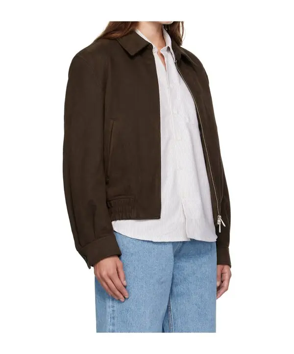 COOR Quilted Lapel Faux Suede Jacket