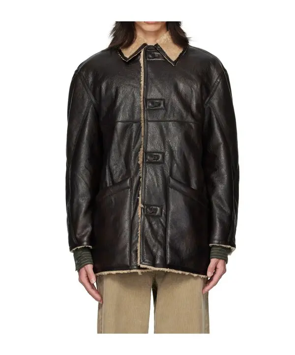 COOR Double-sided Eco-friendly Faux Lamb's Wool Coat - Dark Brown