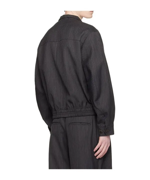 COOR Striped Wool Blend Harrington Jacket