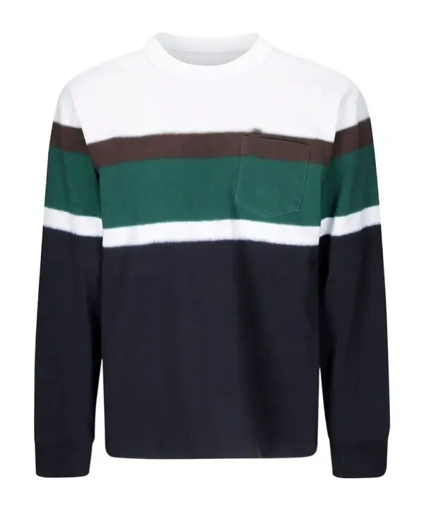 Sacai Chusen Dyed Striped Long Sleeved T-shirt