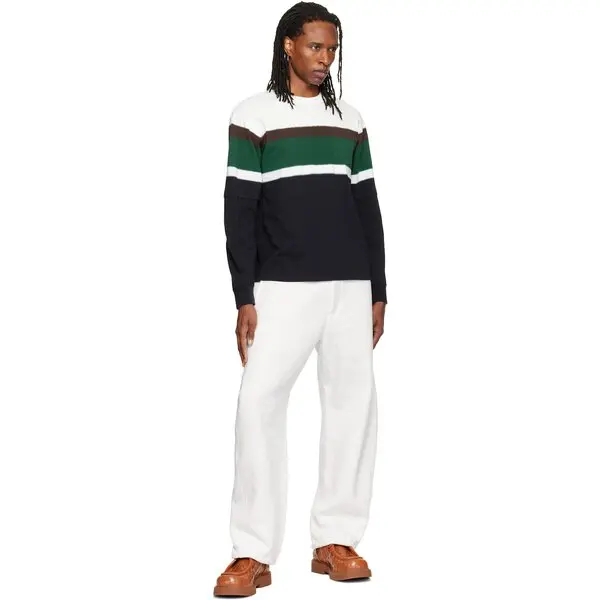 Sacai Chusen Dyed Striped Long Sleeved T-shirt