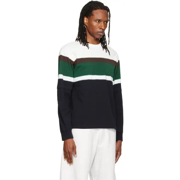 Sacai Chusen Dyed Striped Long Sleeved T-shirt