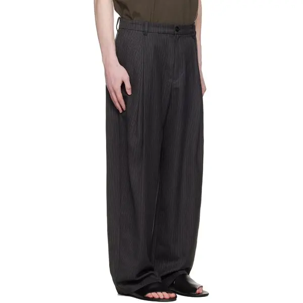 COOR Striped Wool Blend Pleated Trousers