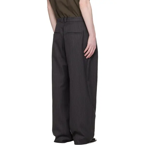 COOR Striped Wool Blend Pleated Trousers