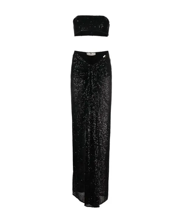 Elisabetta Franchi Sequin Top And Skirt Set - Black