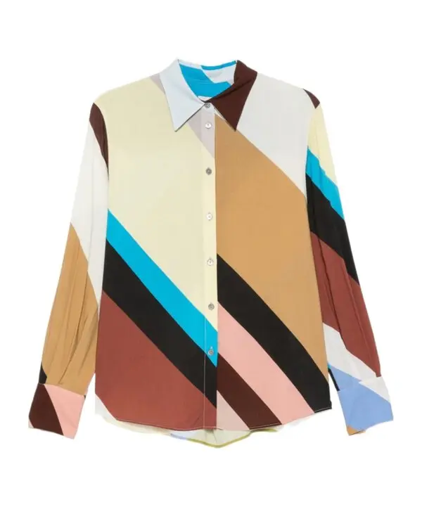 Paul Smith Geometric-print Long-sleeve Shirt - Nude