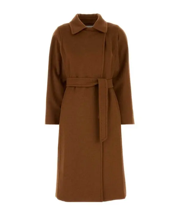 Max Mara Long-sleeved Belted Coat - Brown