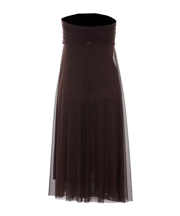 TWINSET Strapless Tulle Midi Dress
