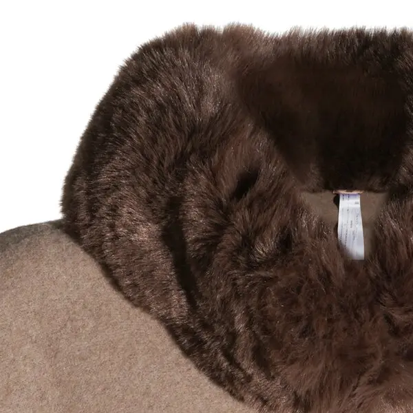 TWINSET Faux Fur Trimmed High Collar Cape - No