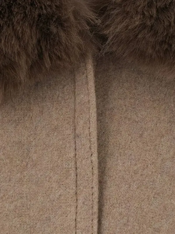 TWINSET Faux Fur Trimmed High Collar Cape - No
