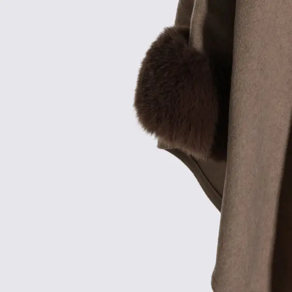 TWINSET Faux Fur Trimmed High Collar Cape - No
