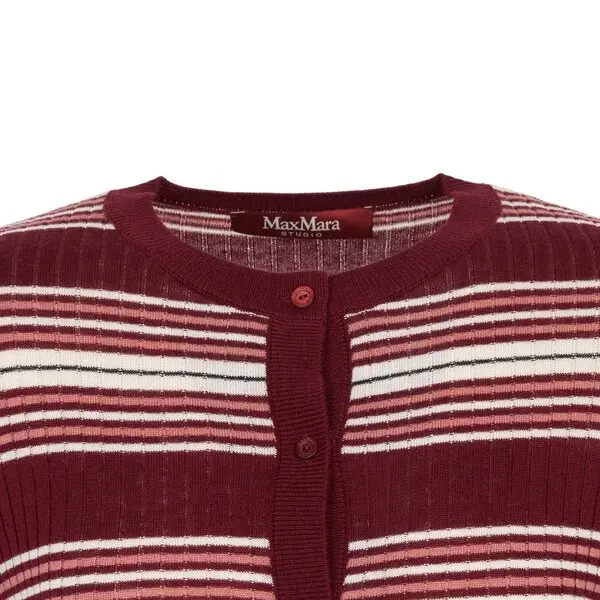 Max Mara Piombo Striped Ribbed-knit Cardigan