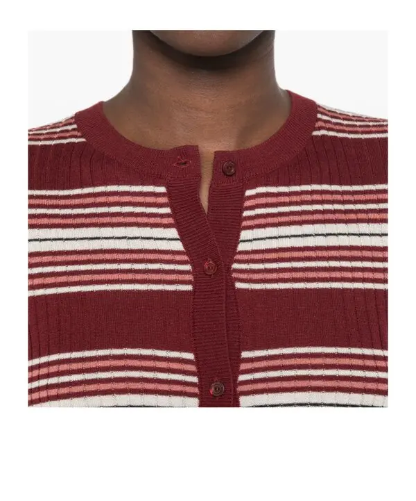 Max Mara Striped Ribbed-knit Cardigan - Brown