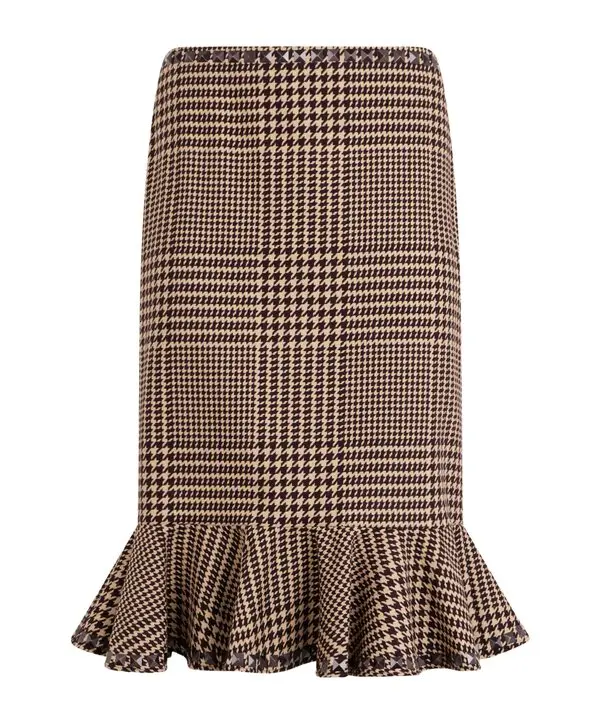 Giuseppe Di Morabito Houndstooth Ruffled Midi Skirt - Brown