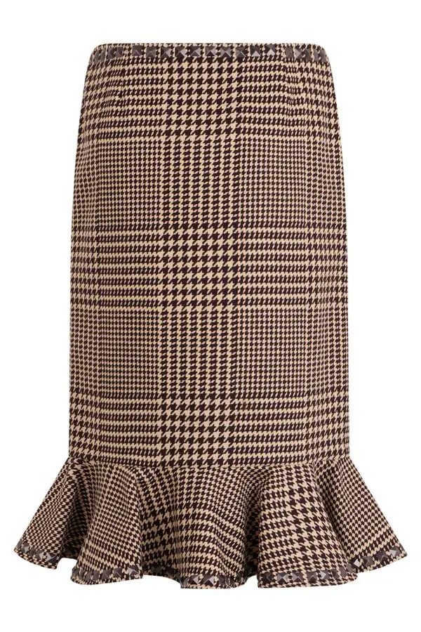 Giuseppe Di Morabito Houndstooth Ruffled Midi Skirt
