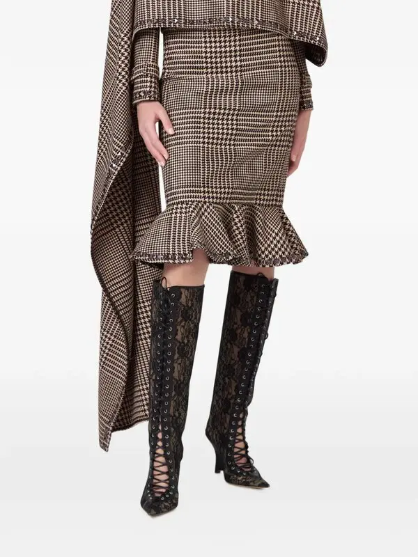 Giuseppe Di Morabito Houndstooth Ruffled Midi Skirt