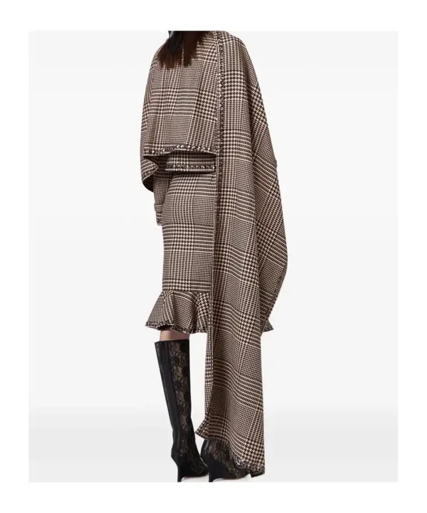 Giuseppe Di Morabito Houndstooth Ruffled Midi Skirt