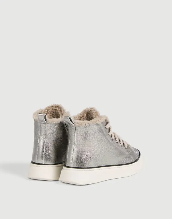 Brunello Cucinelli Monili-detail Shearling Trim High Top Sneakers