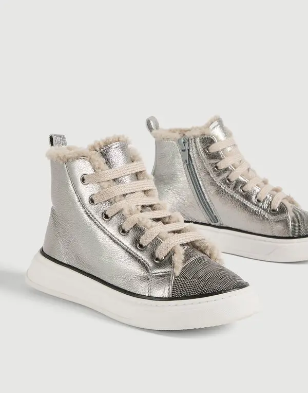 Brunello Cucinelli Monili-detail Shearling Trim High Top Sneakers