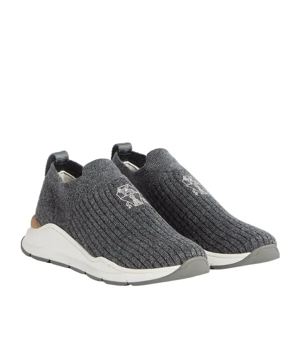 Brunello Cucinelli Embroidered Logo Slip-on Sneakers