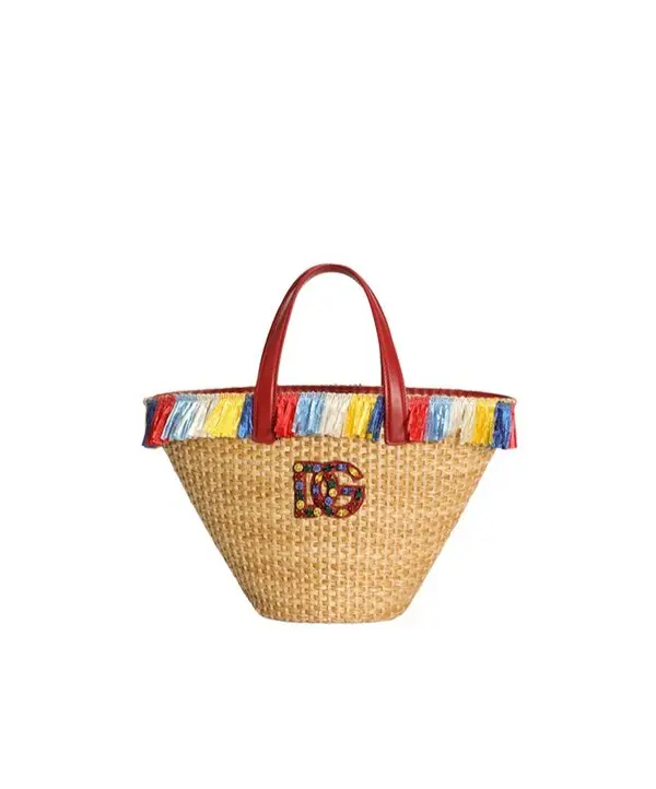 Dolce & Gabbana Raffia Coffa Bag With Embroidered Patch And Fringed Trim - Multi-color
