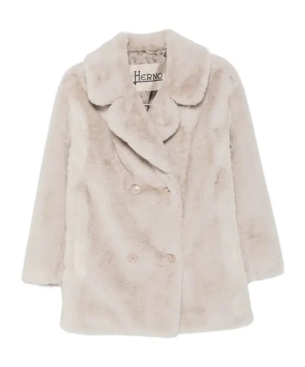 Herno Double-breasted Coat With Straight Hem - Beige