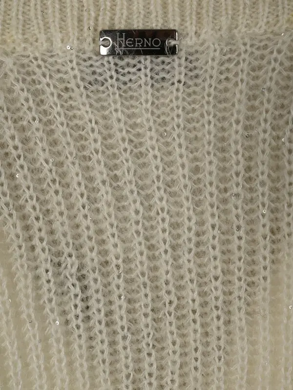 Herno Sequined Ribbed Knit Sweater