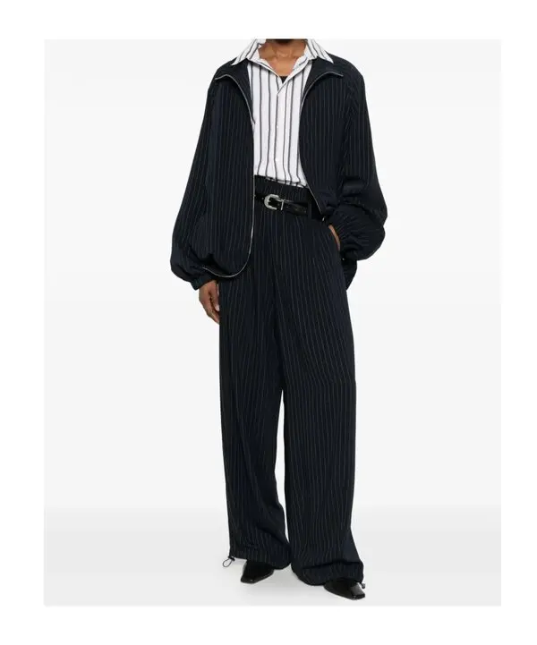 THE FRANKIE SHOP Oakdale Pinstriped Wide-leg Trousers