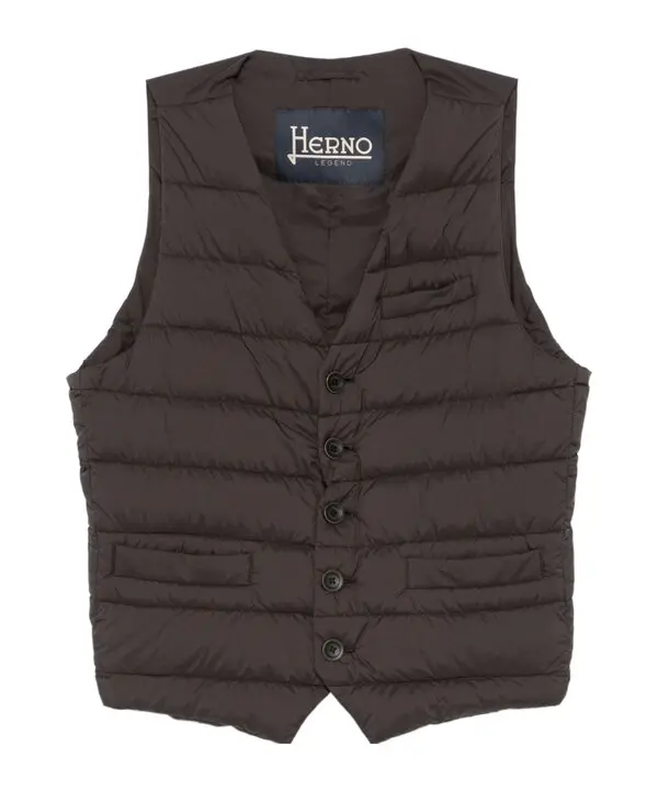 Herno Single-breasted Quilted Down Vest - Cedar Brown