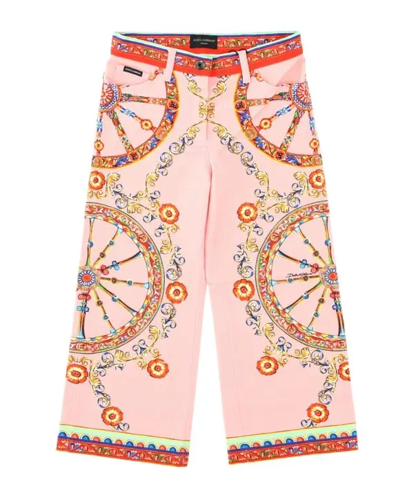 Dolce & Gabbana Carretto-print Five-pocket Denim Trousers