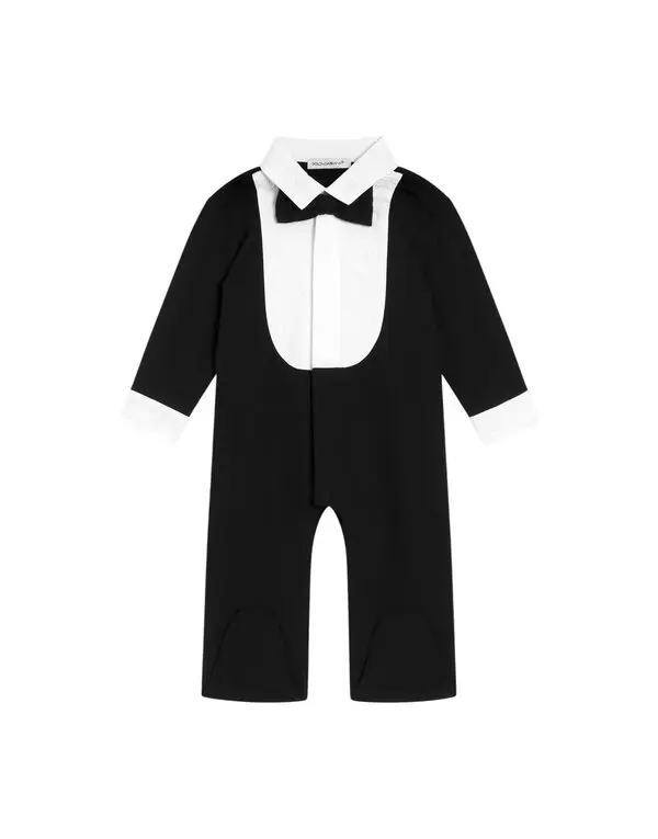 Dolce & Gabbana Interlock Romper With Embroidered Bow Tie - Multi-color