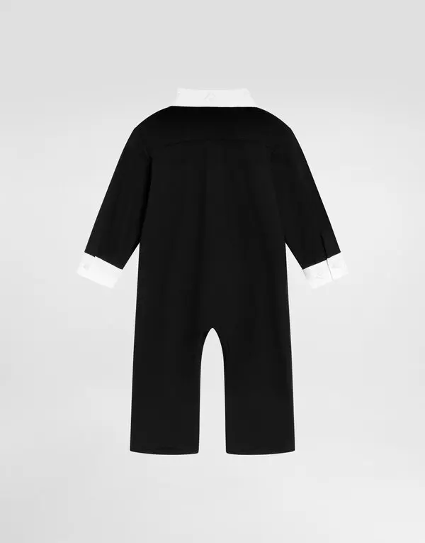Dolce & Gabbana Interlock Romper With Embroidered Bow Tie