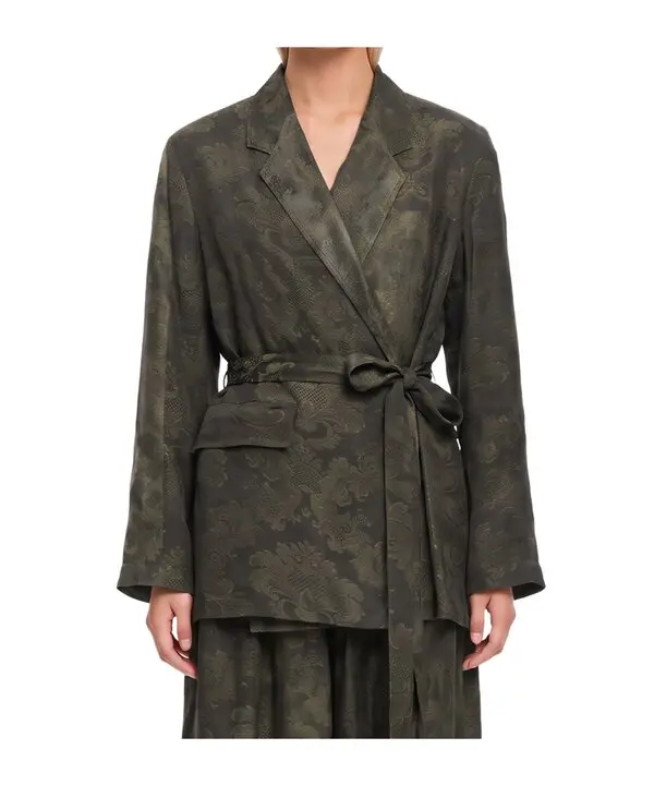UMA WANG Long Sleeve Jacquard Tie Jacket