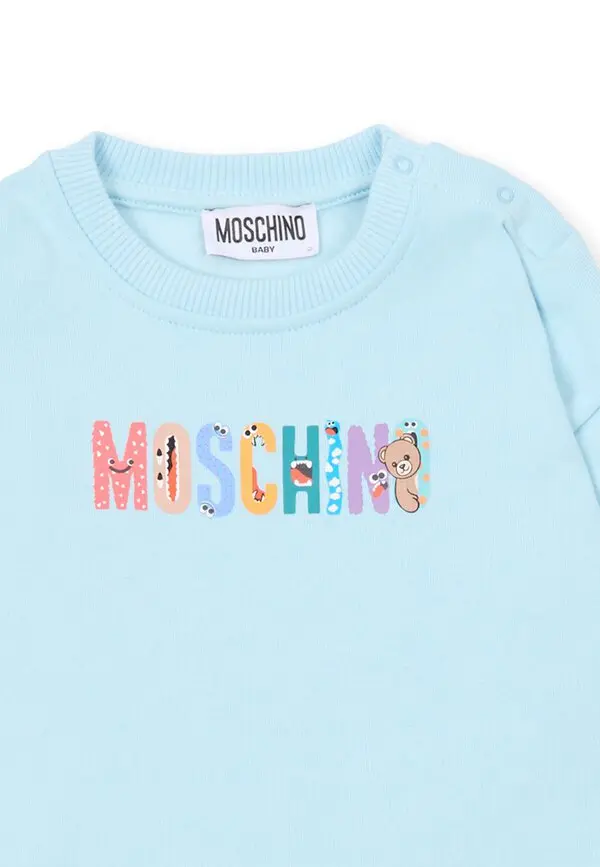 Moschino Two-piece Logo Sweatshirt And Printed Trousers Set