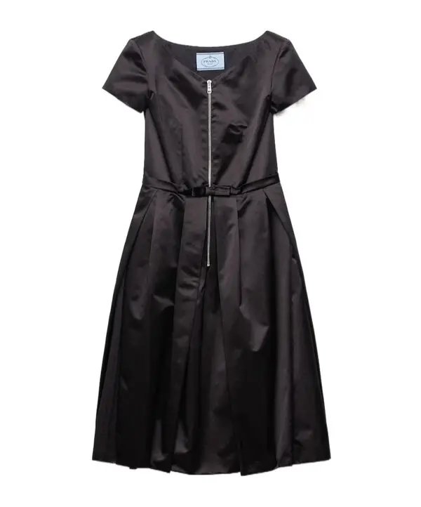 Prada Duchesse Silk Dress With Zip Closure - Black