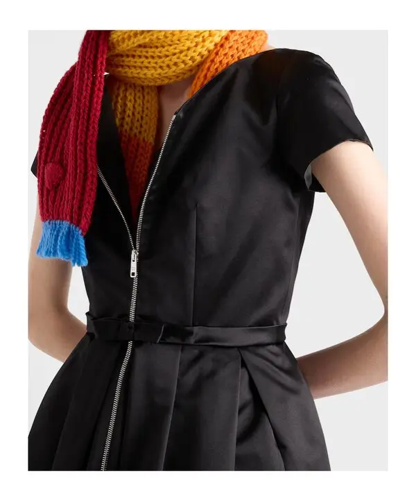 Prada Duchesse Silk Dress With Zip Closure