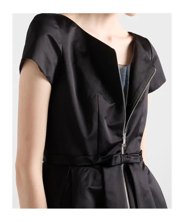 Prada Duchesse Silk Dress With Zip Closure