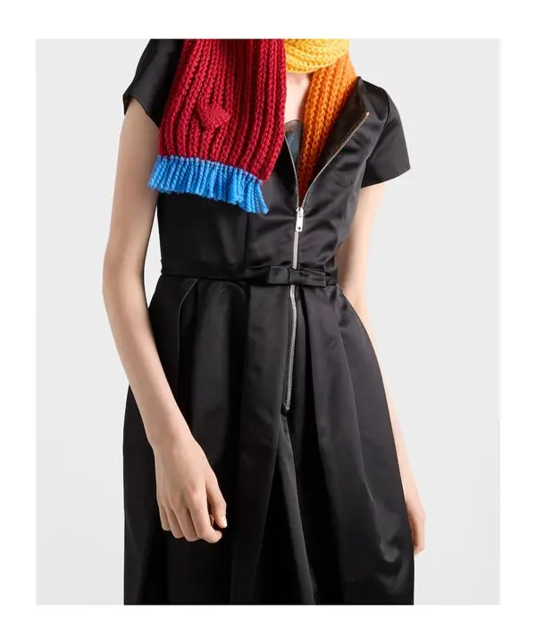 Prada Duchesse Silk Dress With Zip Closure